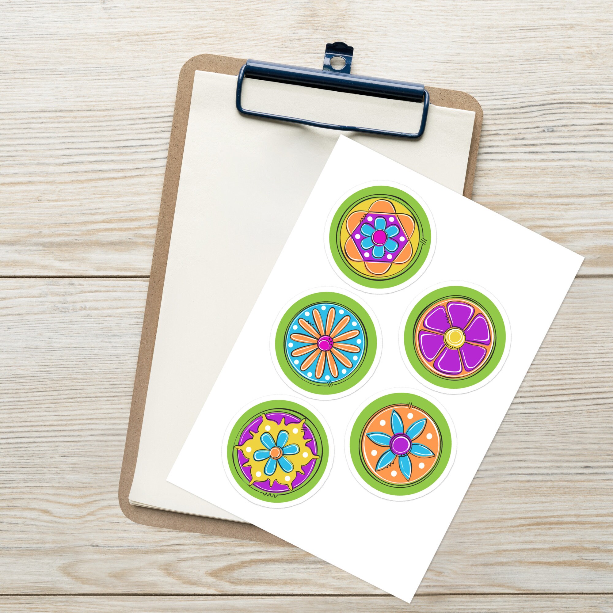 FIESTA FLORAL Sticker Set Green Cute and Colorful Stickers - Etsy
