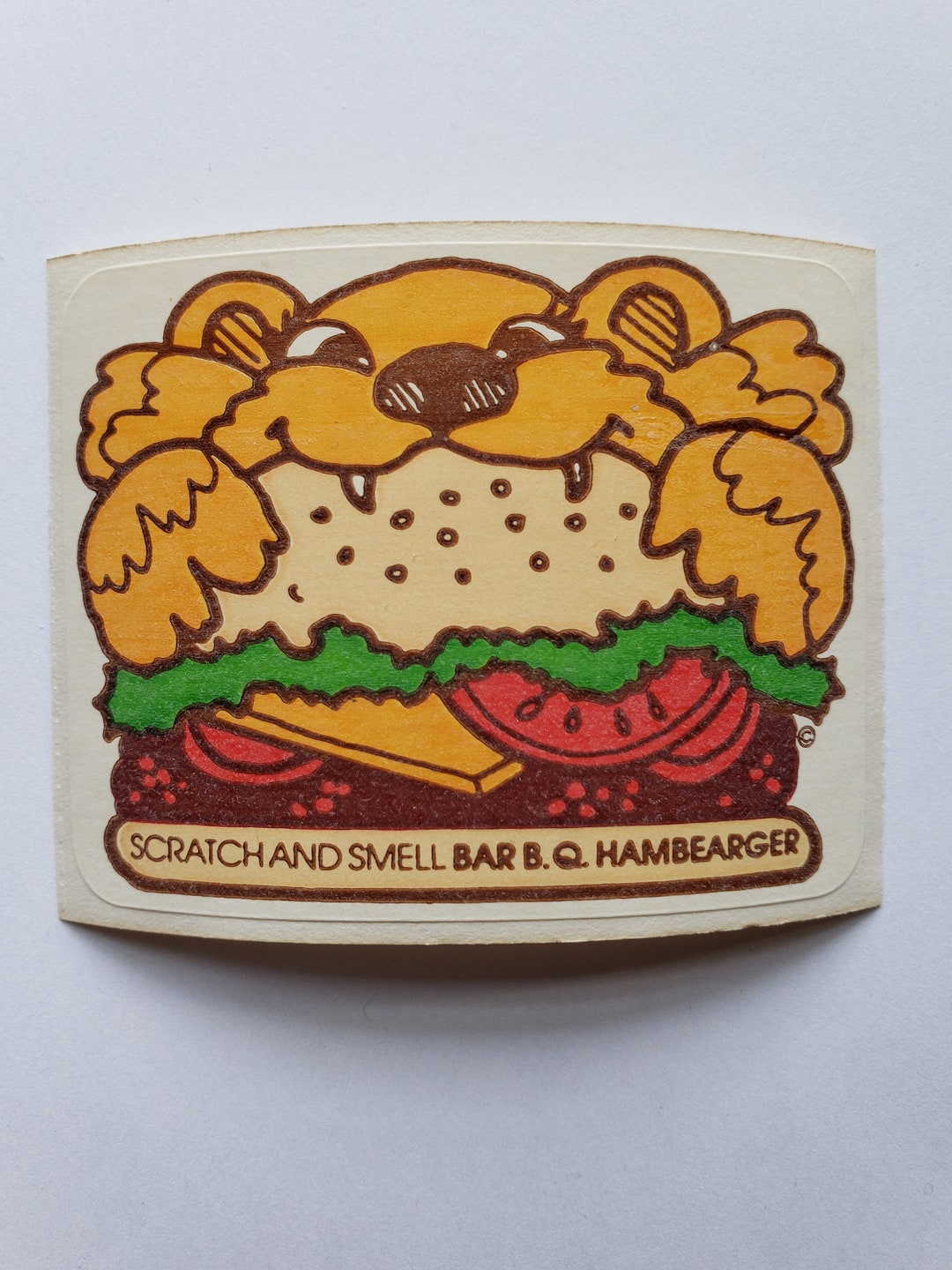 One Vintage Scratch N' Sniff Sticker, Bar B Q Hambearger, Matte, on ...