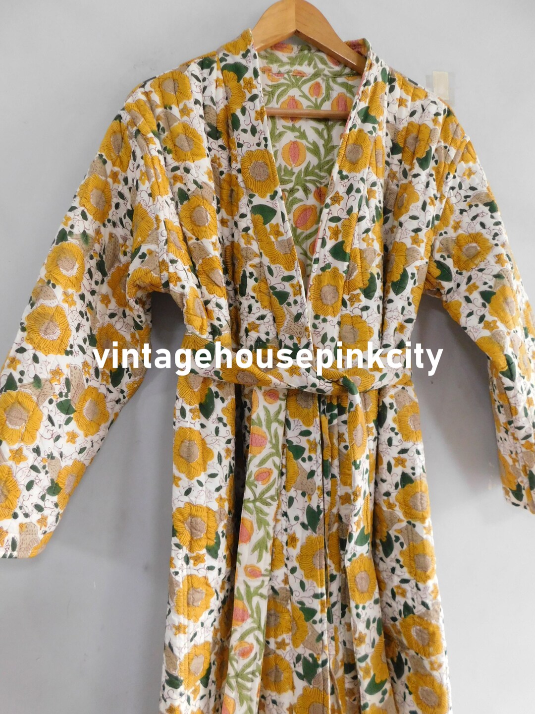 Yellow Quilted Robe, Quilted Bathrobe, Winter Warm Jacket Wholesale ...