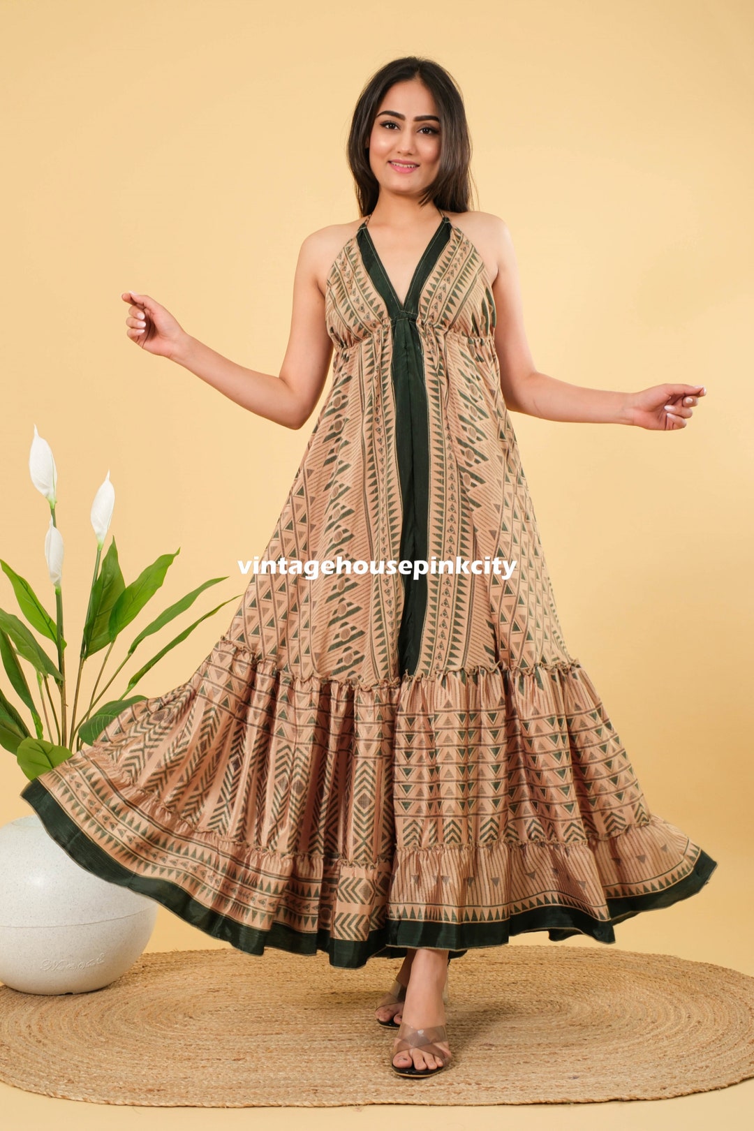 Sexy Silk Dress, Designer Long Dress, Halter Neck Silk Dress, Long ...