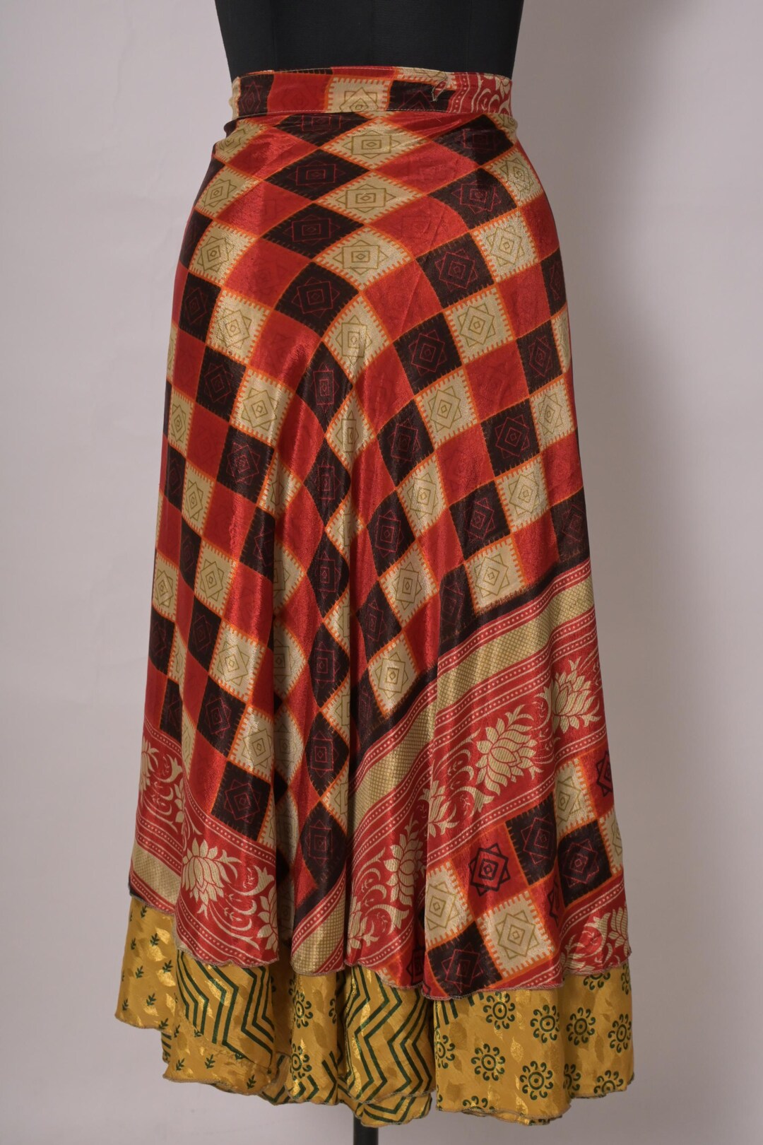 Reversible Art Silk Wrap Skirt: Indian Print, Beach or Party Wear - Etsy