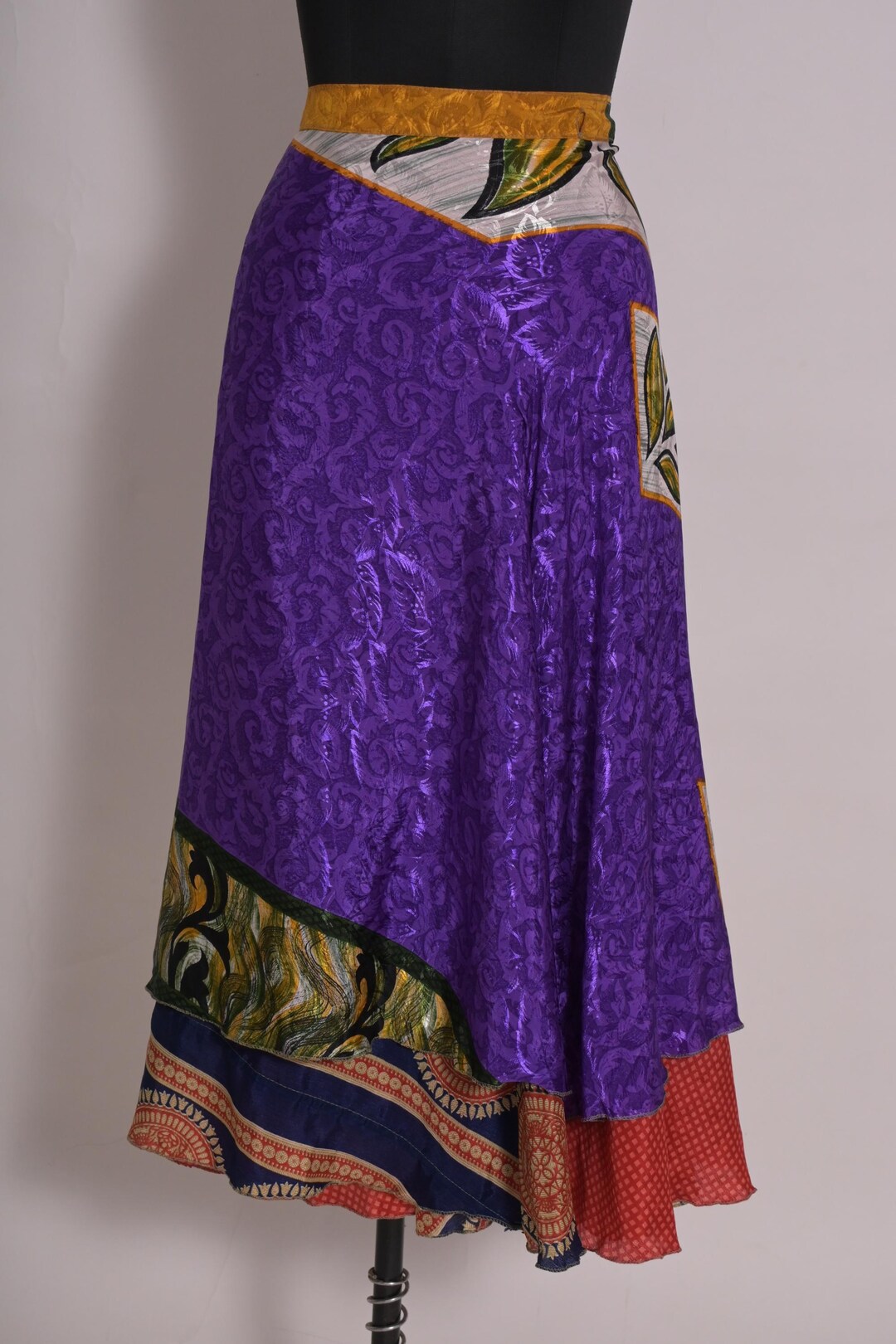 Reversible Art Silk Wrap Skirt: Vintage Saree Dress, Plus Size - Etsy