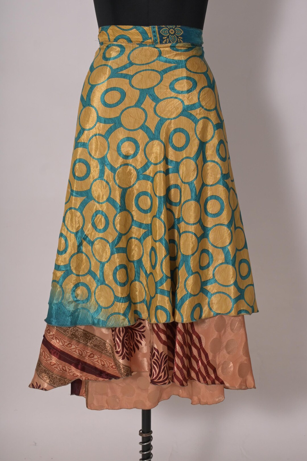 Reversible Indian Print Wrap Skirt: Vintage Boho Poly Silk Dress - Etsy