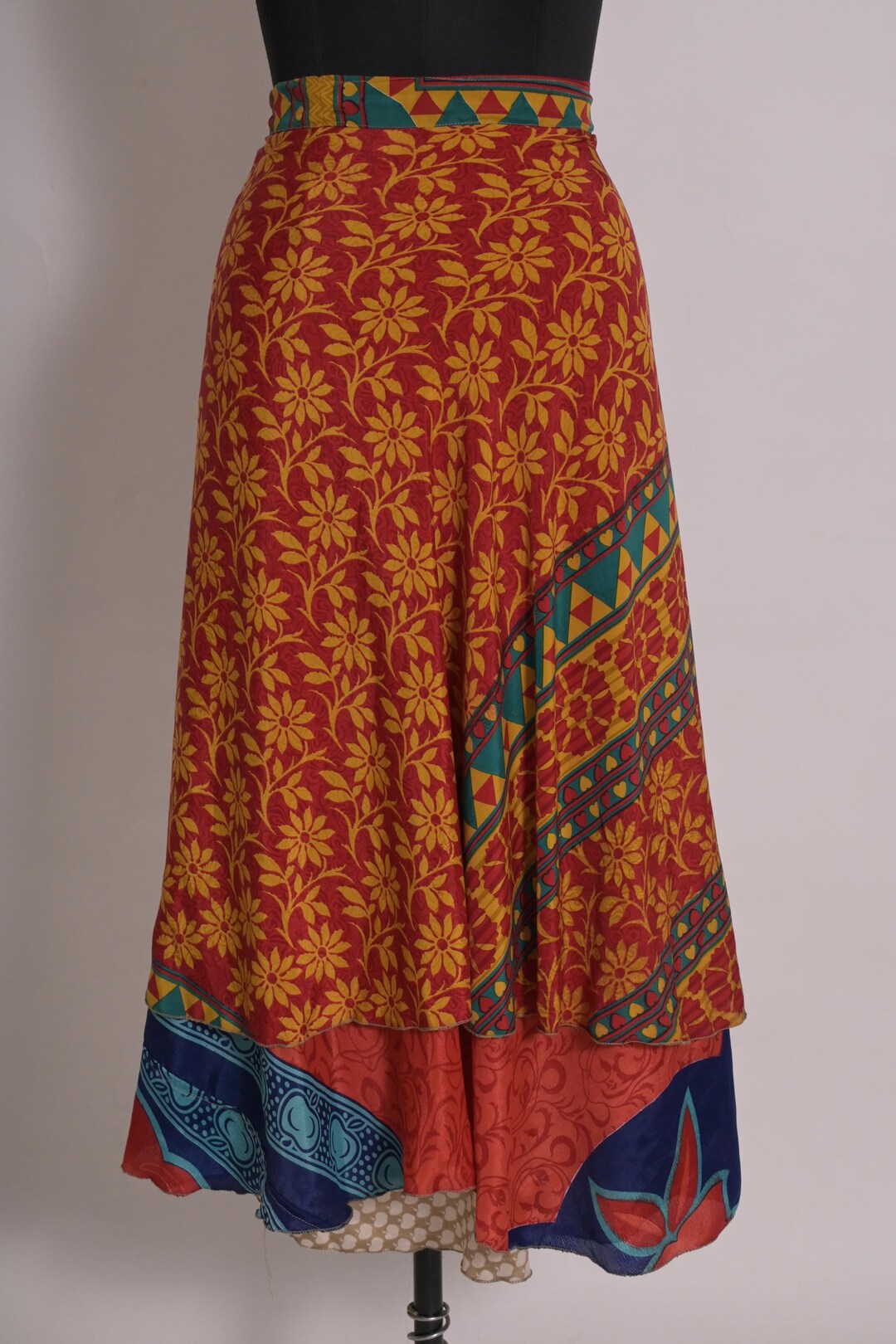 Reversible Art Silk Wrap Skirt: Indian Print, Plus Size - Etsy