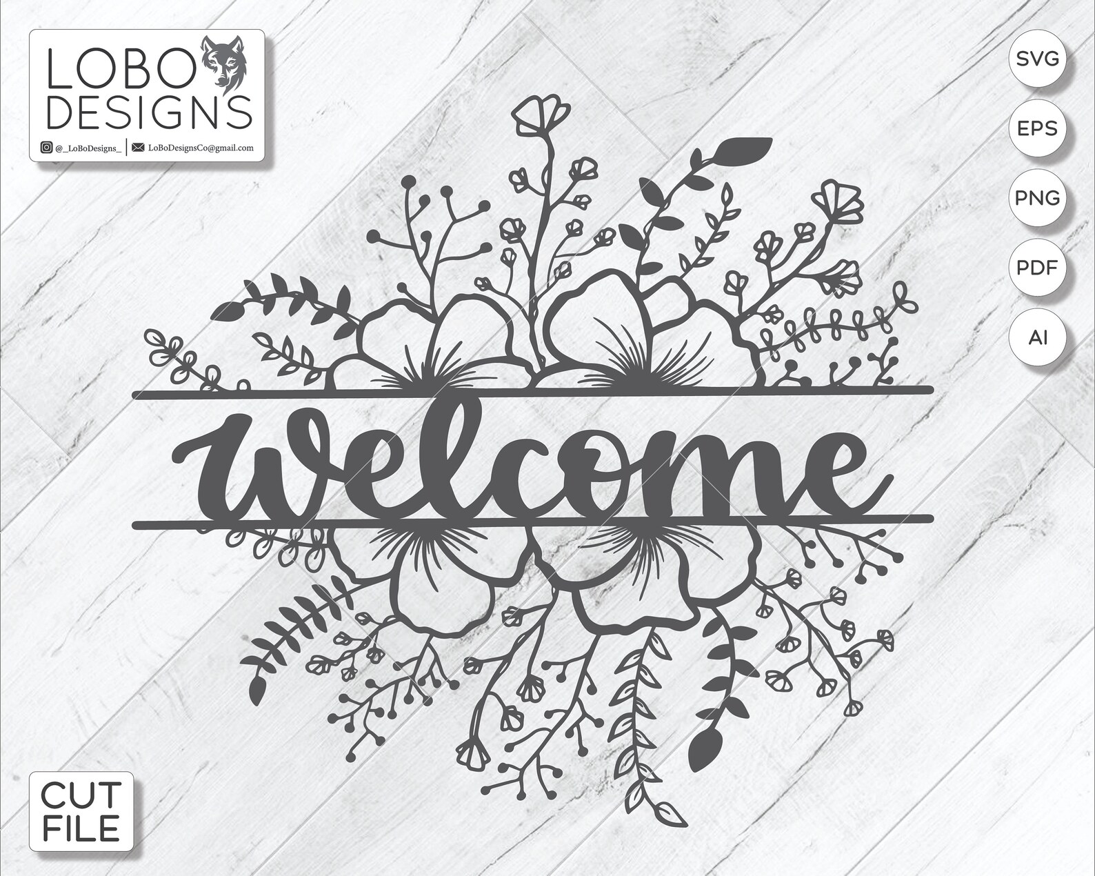 Split Floral SVG, Split Floral File, Floral Cut File, Floral SVG ...