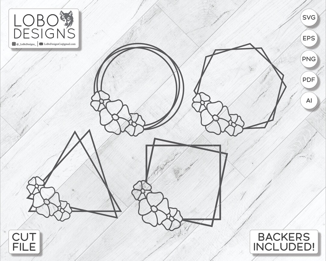 Cut File / Laser File Bundle — Floral Geometric Frames With Offset ...