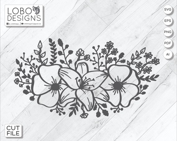 Cut File / Laser File Hand-drawn Floral Design for Round - Etsy