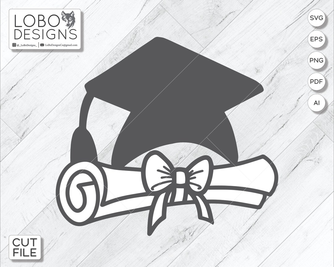 Cut File / Laser File — Hand-drawn Graduation Cap + Diploma Shaped ...