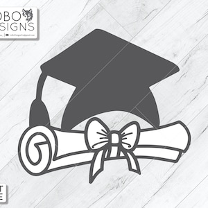 Cut File / Laser File — Hand-drawn Graduation Cap + Diploma Shaped ...