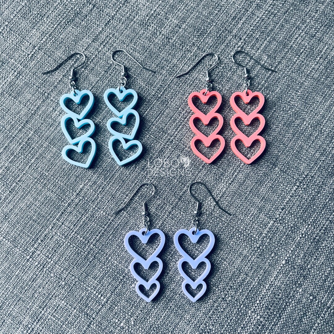 Heart Earrings SVG, Heart Earrings File, Earring Cut File, Earring SVG ...