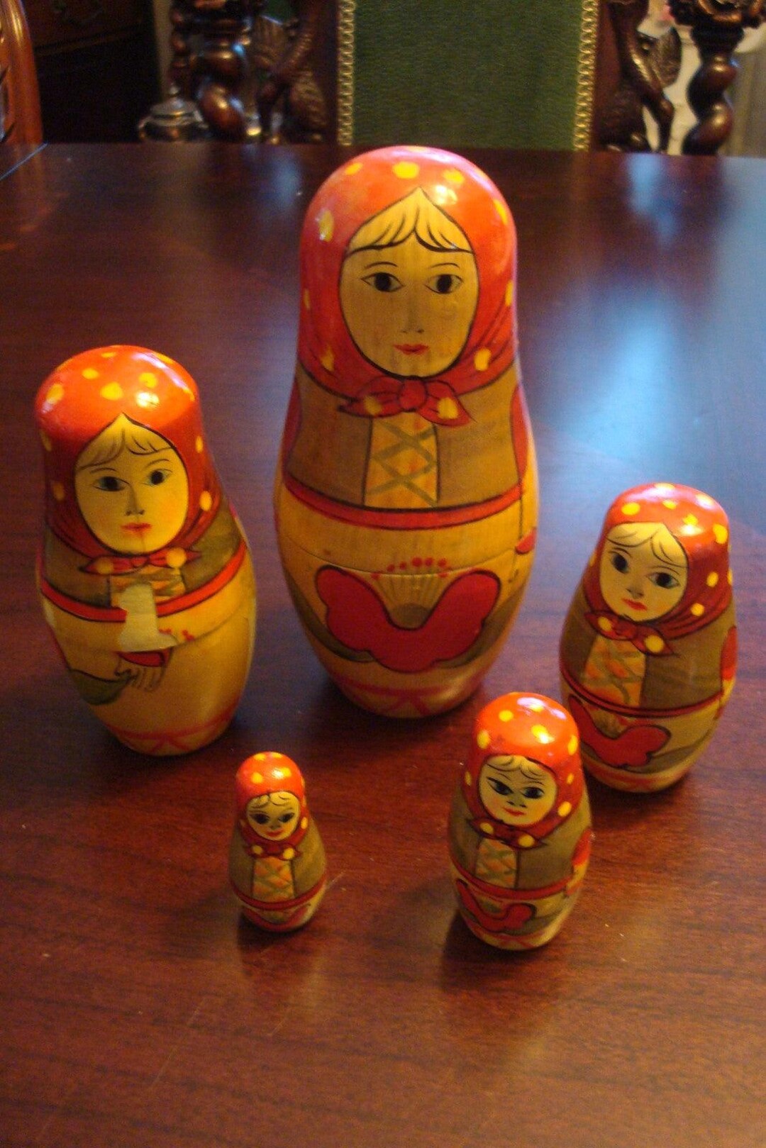 Vintage Nesting Dolls (5) 5 3/4" Tall, Hand Painted - Etsy