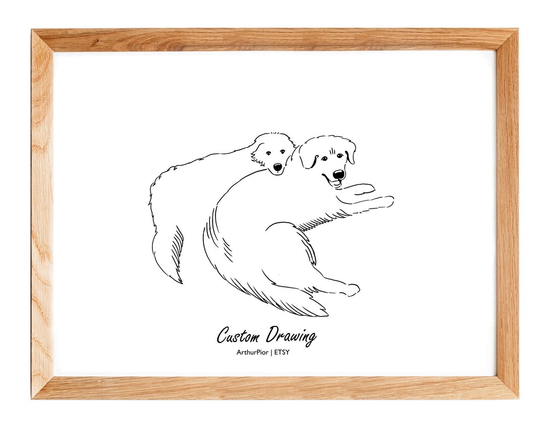 Simple Minimalist Dog Drawing , Dog Portrait, Dog Line Drawing, Custom ...