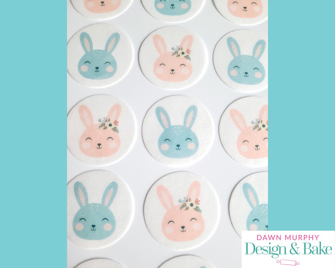 Bunny Rabbits Pre-cut Edible Toppers for Cakes, Cupcakes, Drinks ...