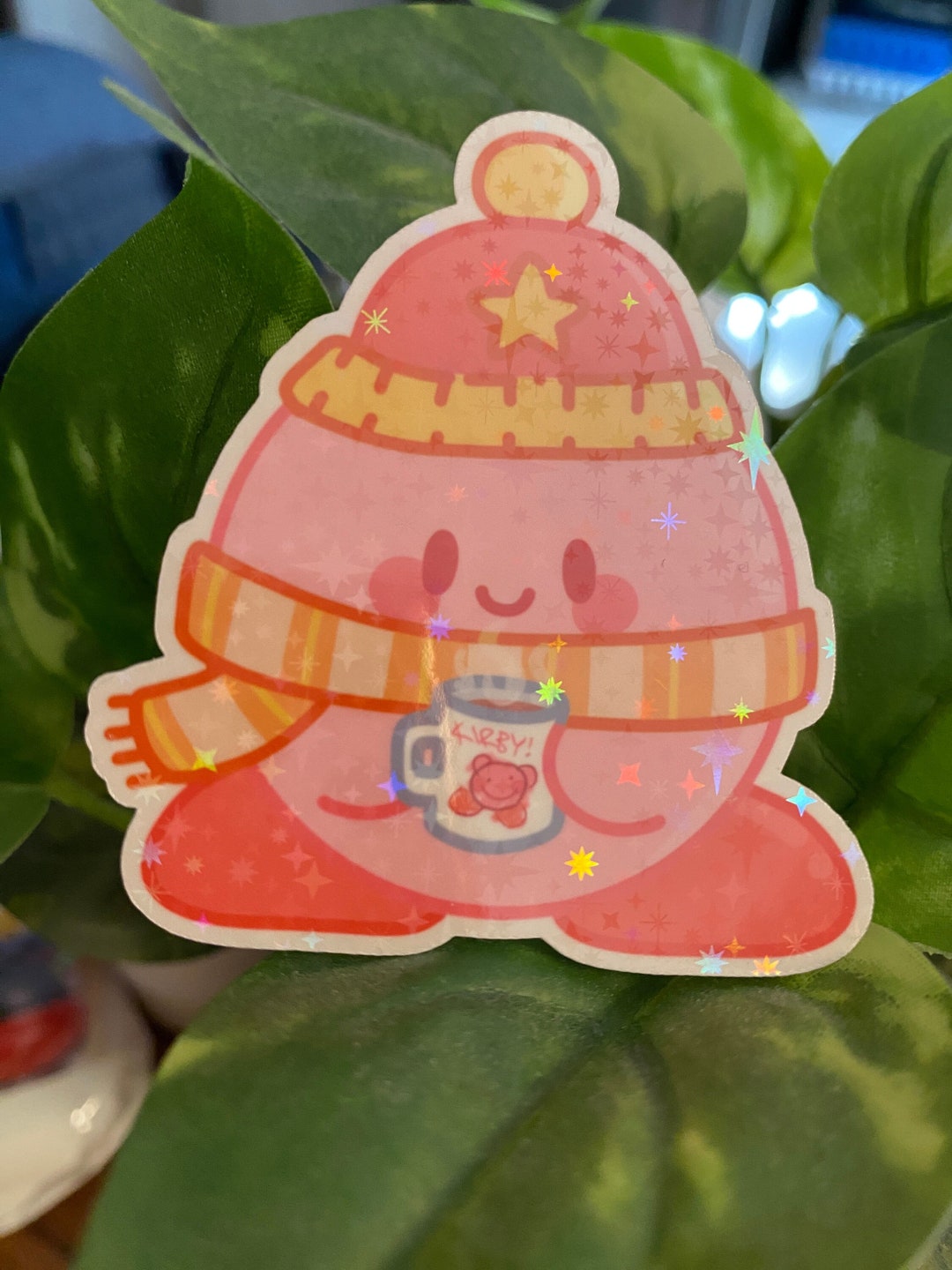 Cozy Pink Puffball Sticker 2.5 Holographic Waterproof Sticker - Etsy