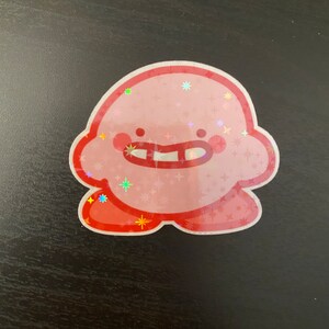 Silly Pink Puffball Stickers 1.75 Holographic Water-resistant Sticker ...