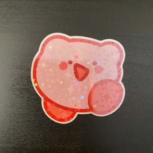 Silly Pink Puffball Stickers 1.75 Holographic Water-resistant Sticker ...