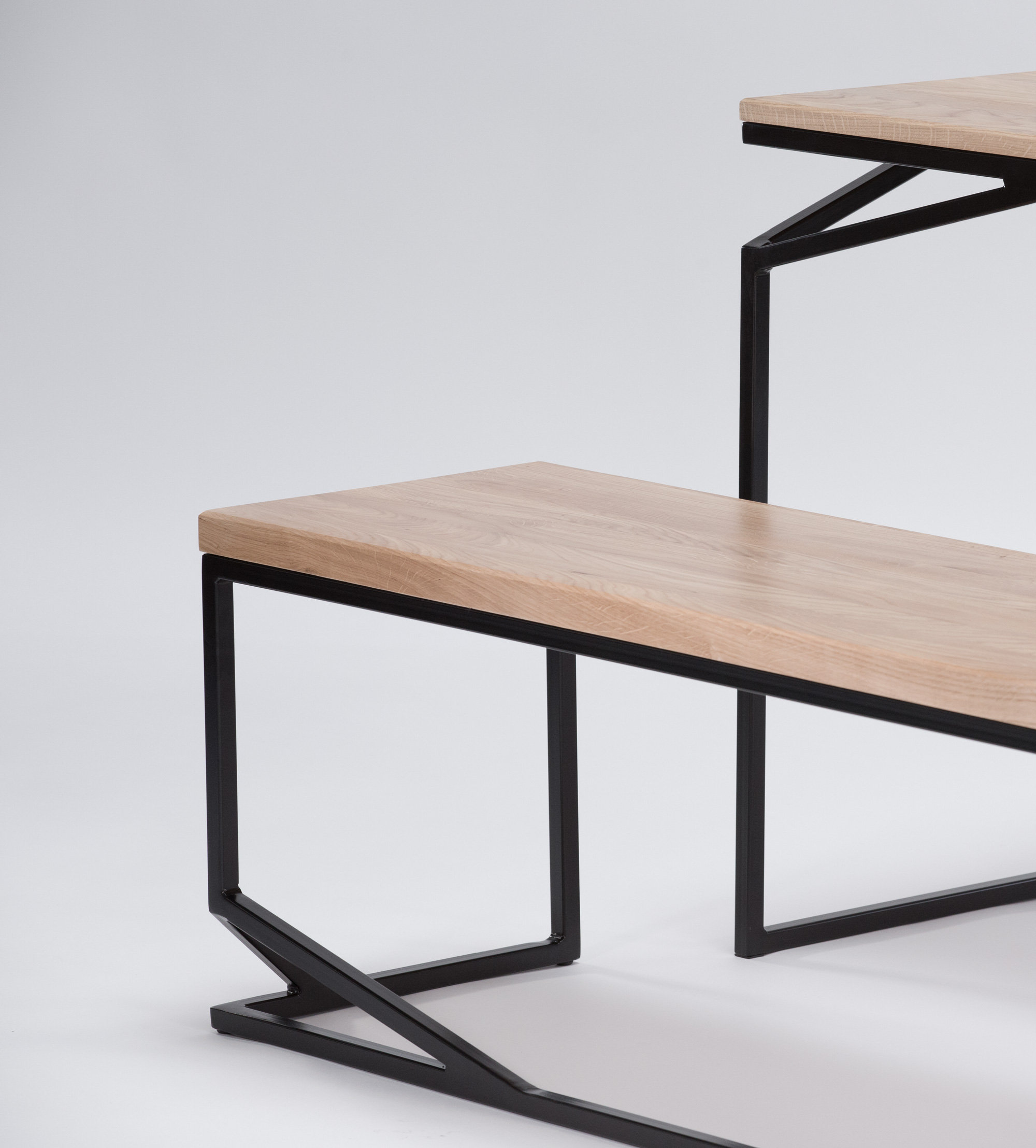 Bench REA - Steel & High-quality Oak Wood Seating Surface - Etsy