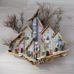 Home Wall Decor Wooden Houses Wall Hanging Miniature Houses | Etsy