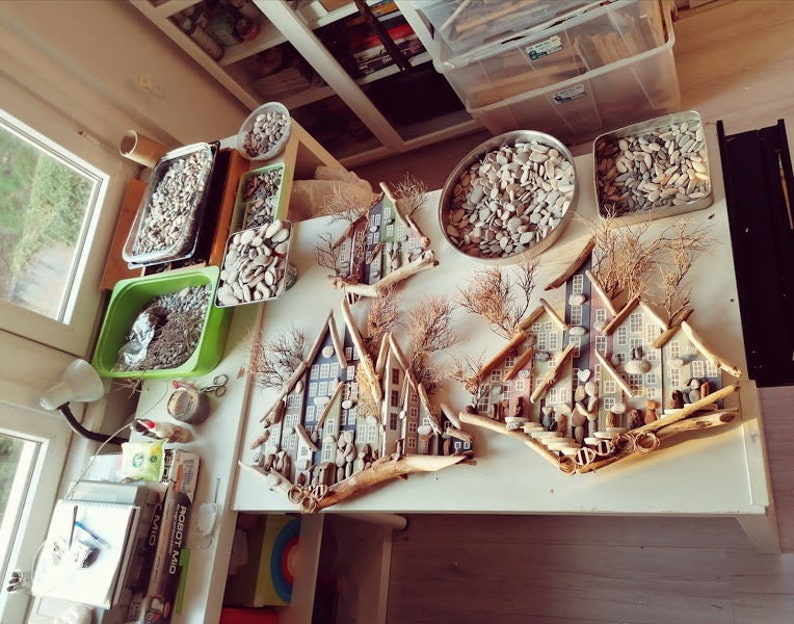 Home Wall Decor Wooden Houses Wall Hanging Miniature Houses | Etsy