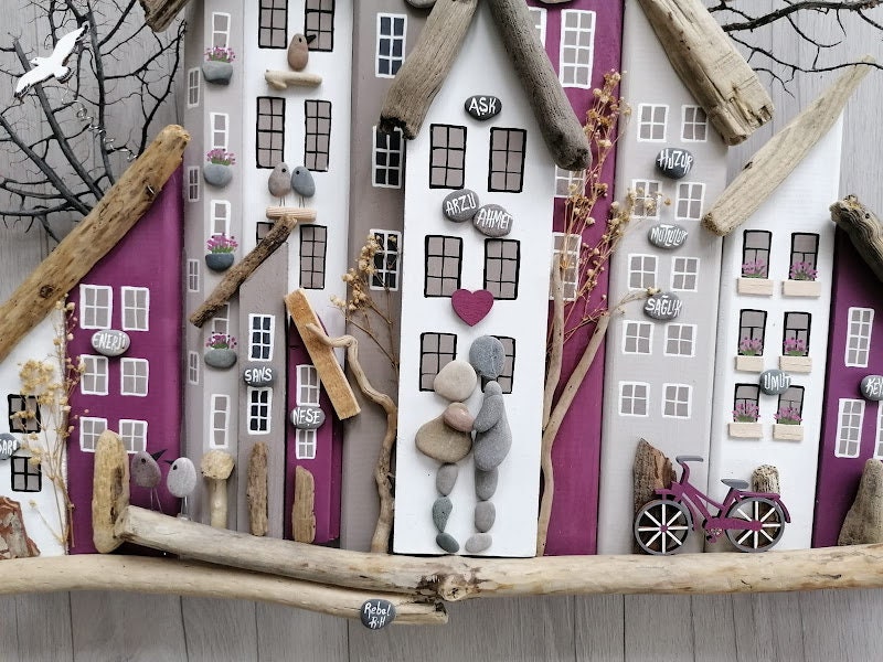 Wall Decoration Miniature Wooden Houses Wall Hangings Tiny - Etsy