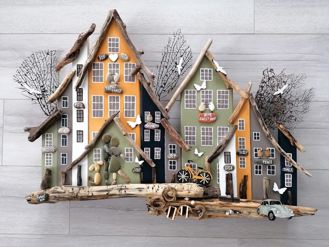 Wood Model Miniature Houses Wall Hangings Tiny Village - Etsy