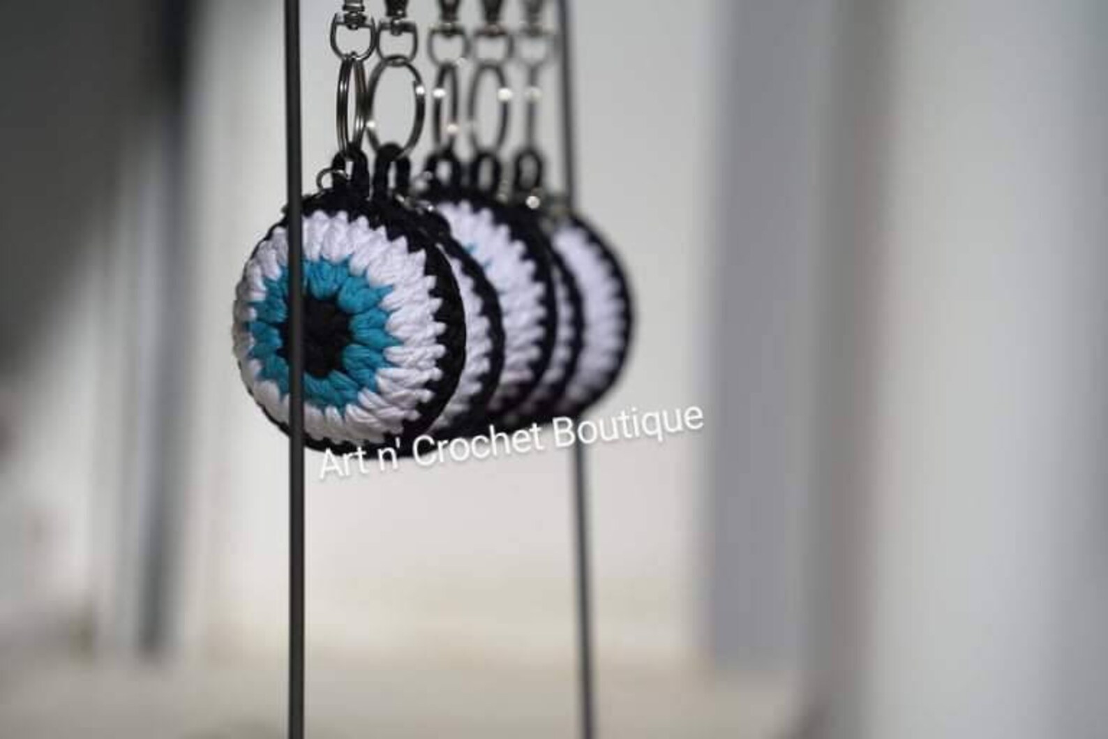 Crochet Evil Eye Keyringkeychainbag Charmcrochet Gifts - Etsy