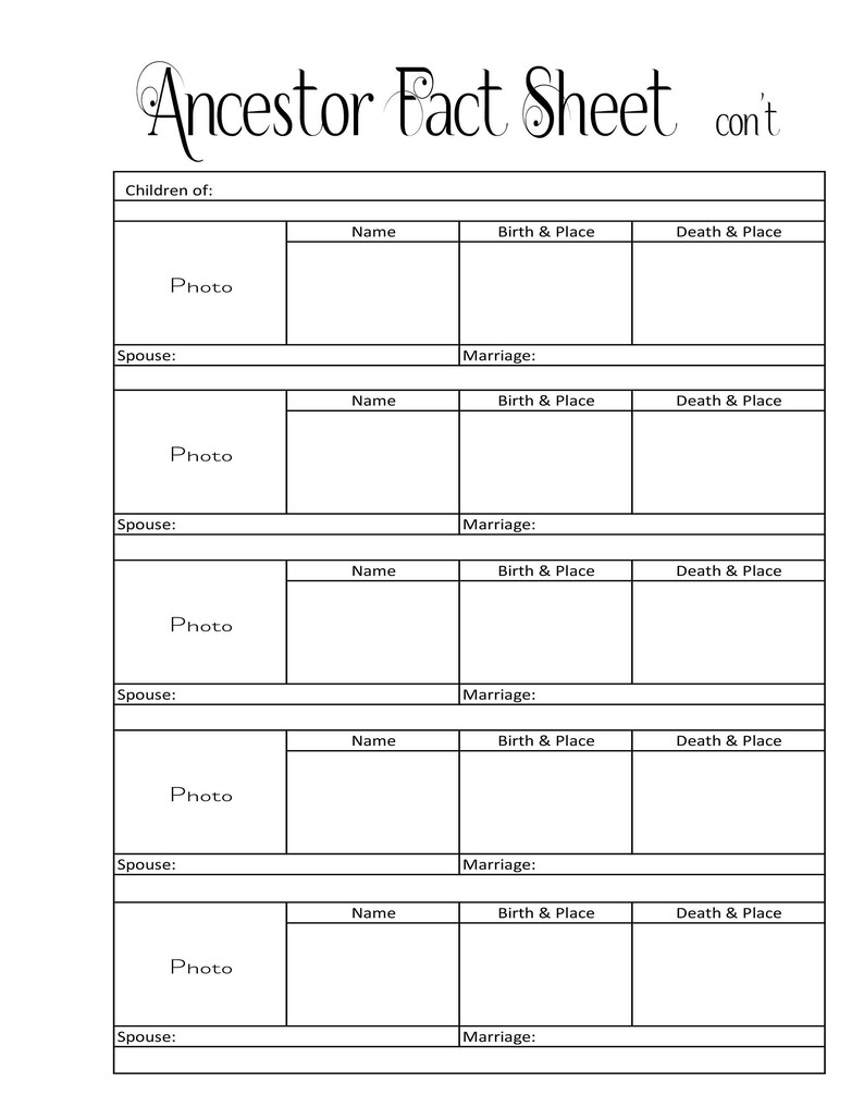 Genealogy Forms for Organizing Your Records Great for Keeping - Etsy