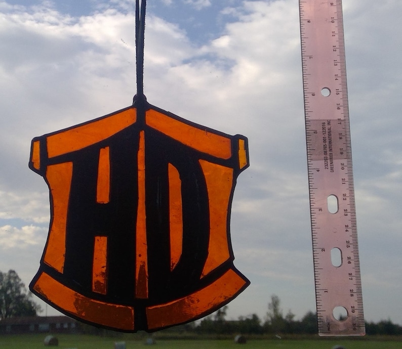 Harley Davidson symbool glas-in-lood met leren band - Etsy Nederland