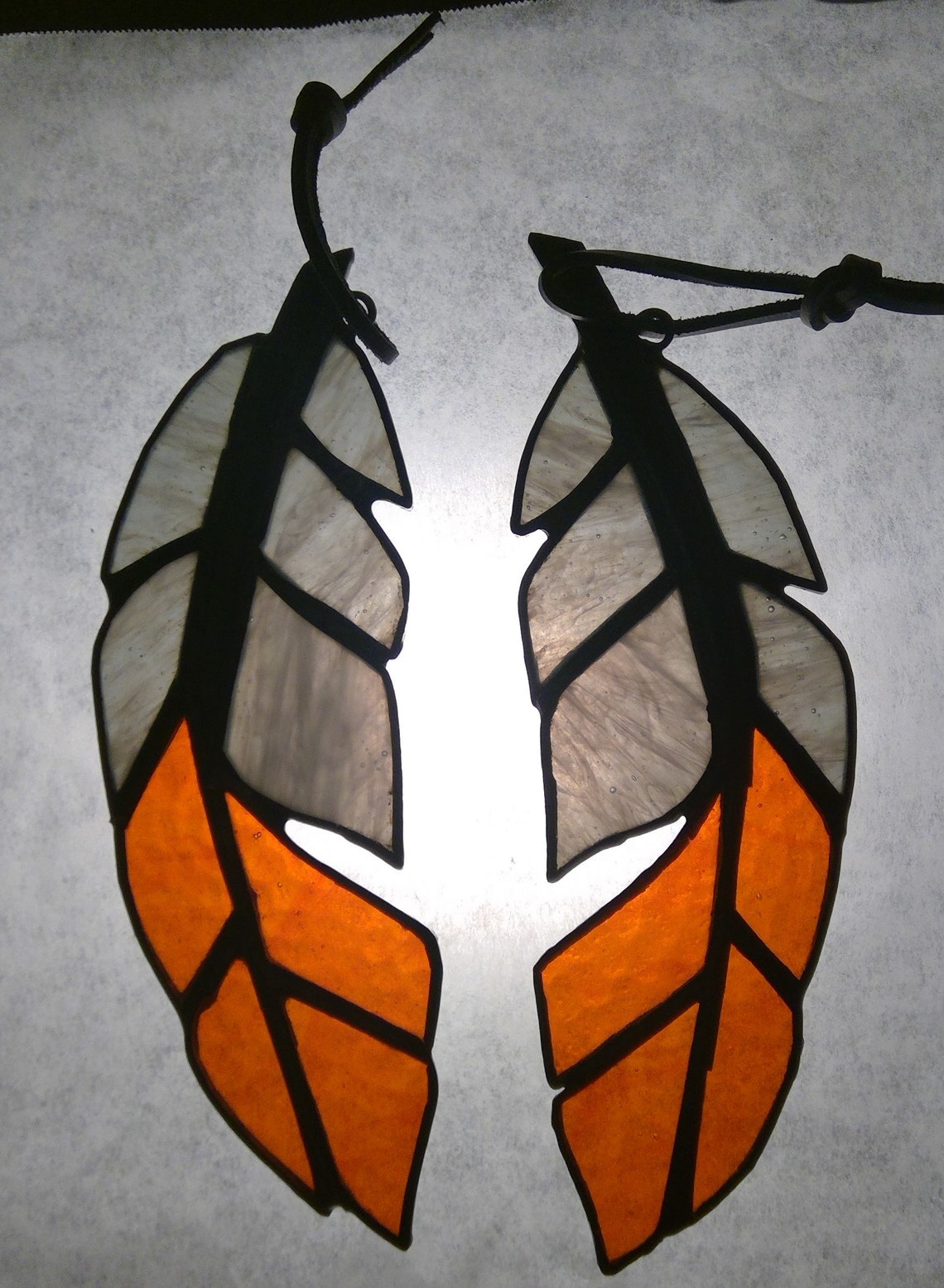 Stained Glass FEATHER 4 COLORS to CHOSE From - Etsy