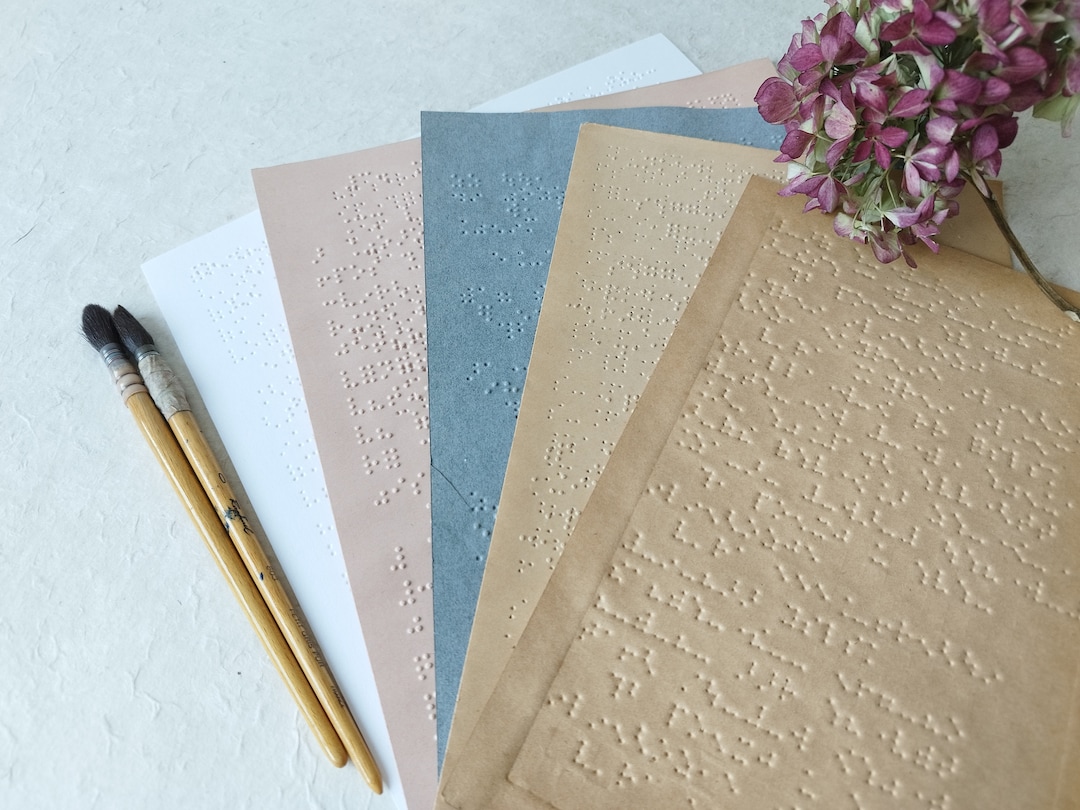 Set of 5 Different Braille Pages. Braille Paper for Vintage Newspaper ...