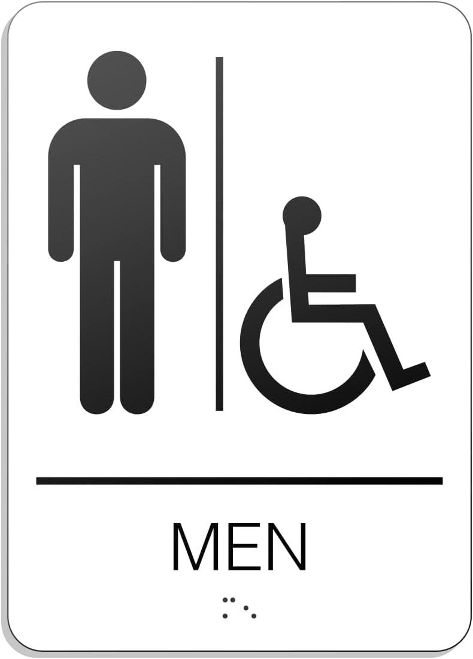 ADA Braille Men's Handicap Restroom Acrylic Sign - 6x9 Inches Bathroom ...