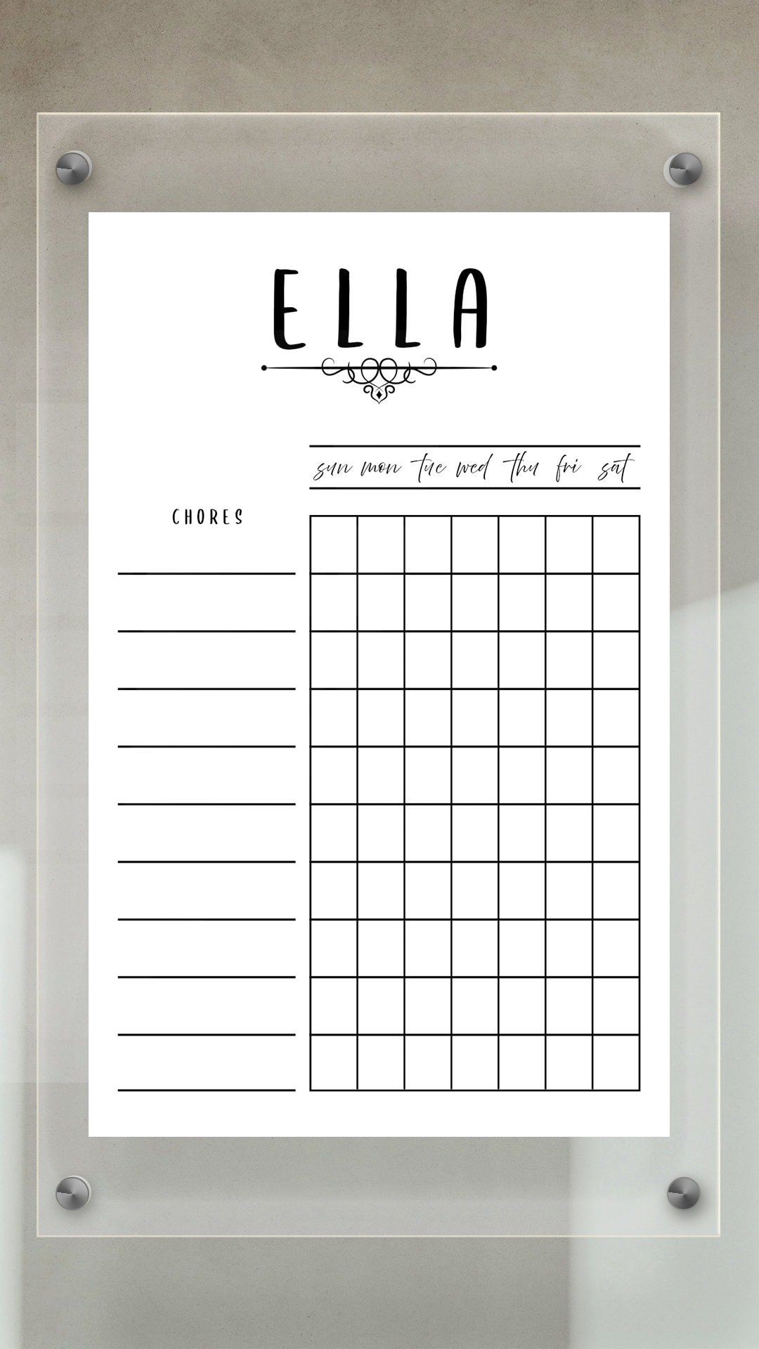 Personalized Acrylic Chore Chart for Children and Kids - Dry Erase ...