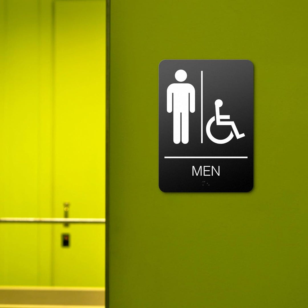 ADA Braille Men's Handicap Restroom Acrylic Sign - 6x9 Inches Bathroom ...