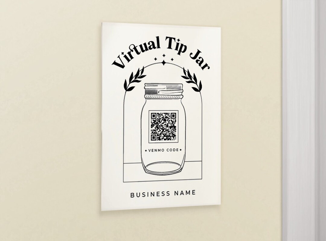 QR Code Virtual Tip Jar for Businesses - for Venmo / Paypal - Wall ...