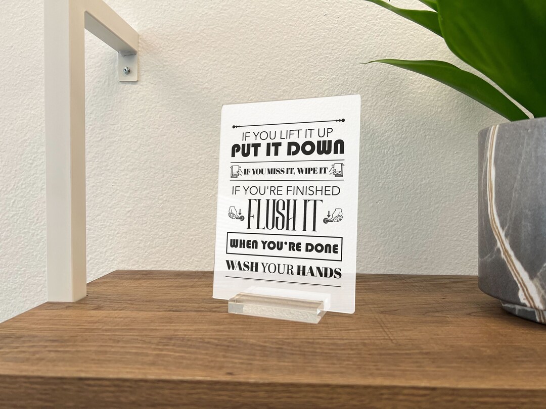 Acrylic Bathroom Flushing Notice and Hand Washing Sign for Airbnb, Home ...