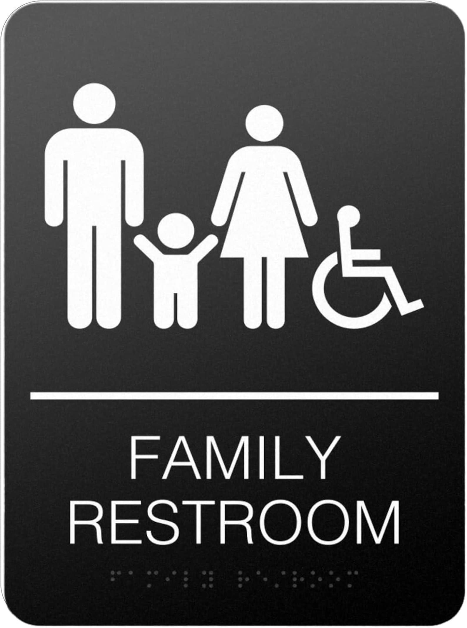 ADA Braille Family Restroom Acrylic Sign - 6x9 Inches Bathroom Sign ...
