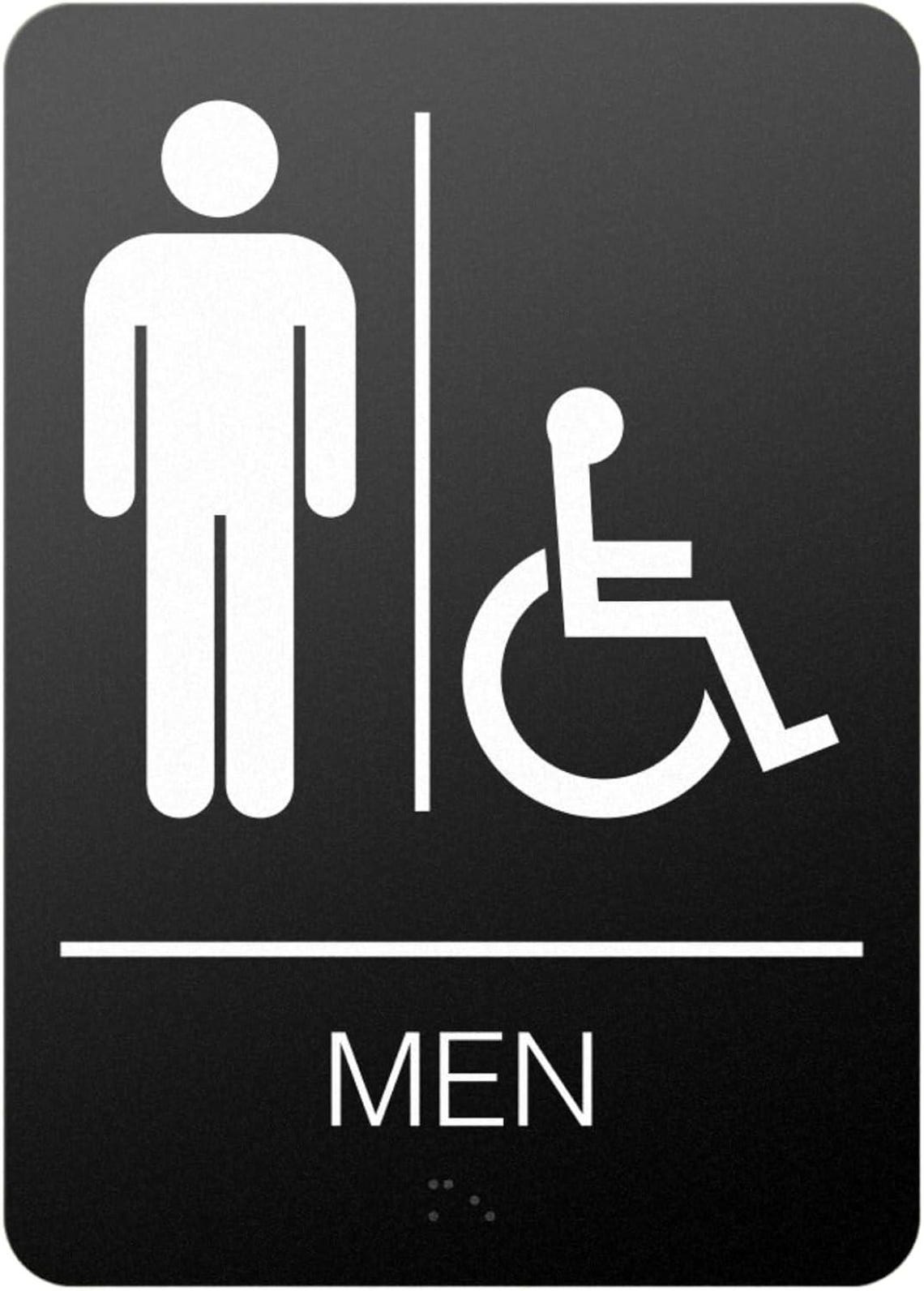ADA Braille Men's Handicap Restroom Acrylic Sign - 6x9 Inches Bathroom ...