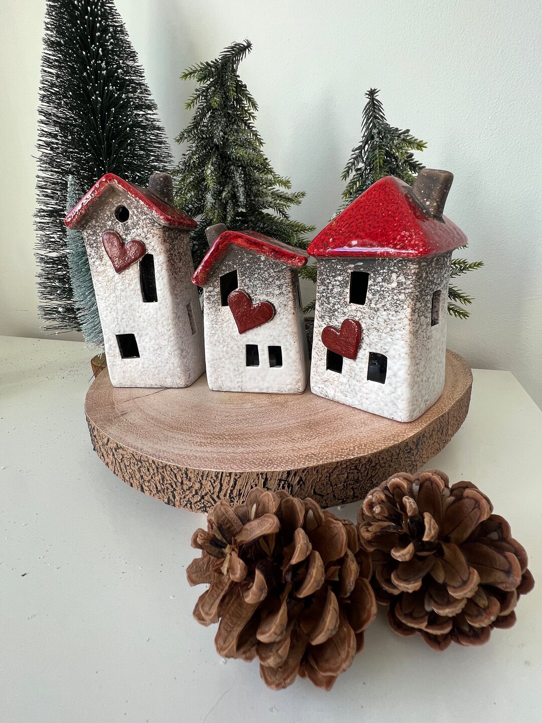 Quirky Ceramic LED Houses With Heart Decal - Etsy