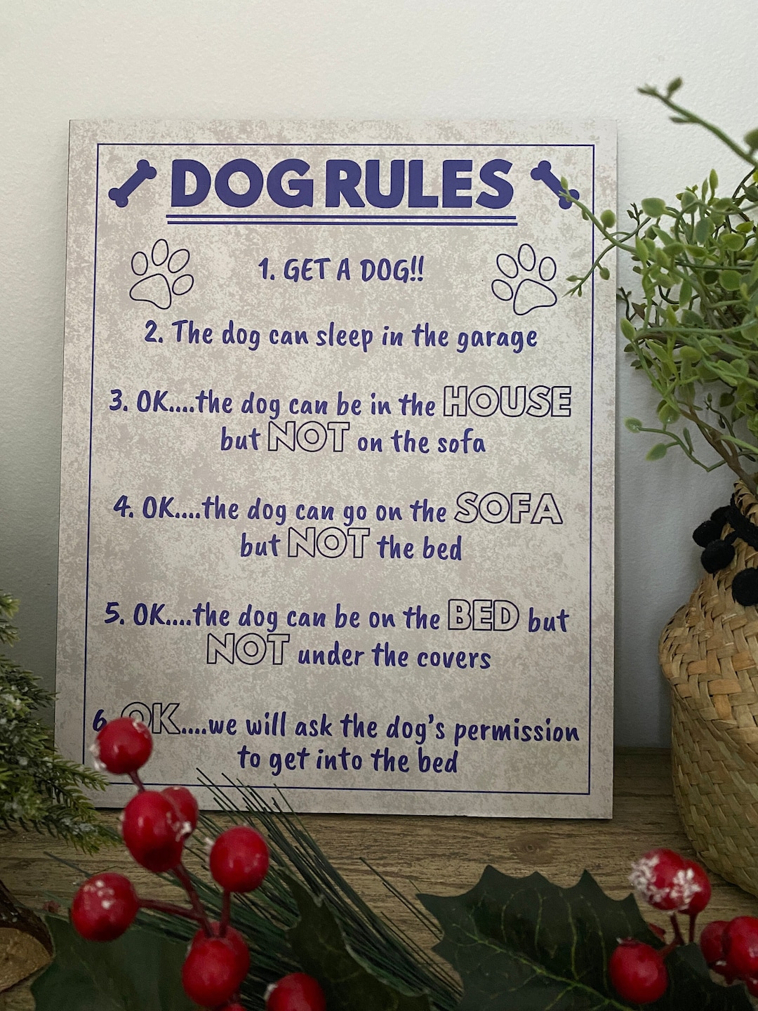 Quirky Dog Rules Sign - Etsy
