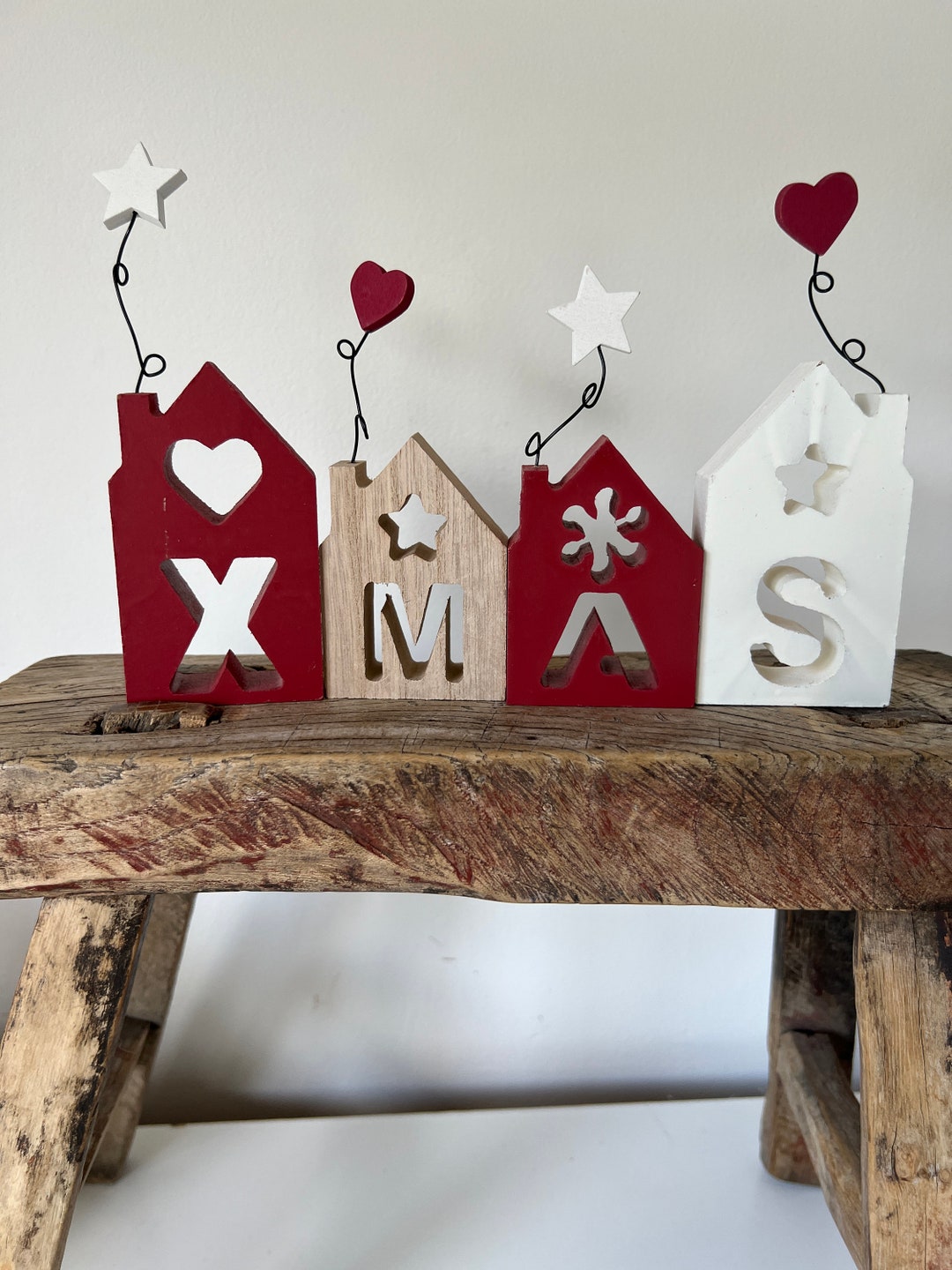 XMAS Wording Wooden Blocks With Cute Heart Detail - Etsy
