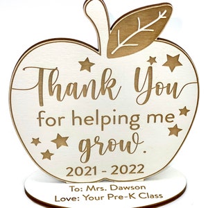Teacher Appreciation Gift Desk Apple / Thank You for Helping Me Grow ...