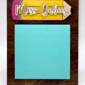 Teacher Sticky Note Pad Holder Gift | Personalized Teacher Name Gift ...