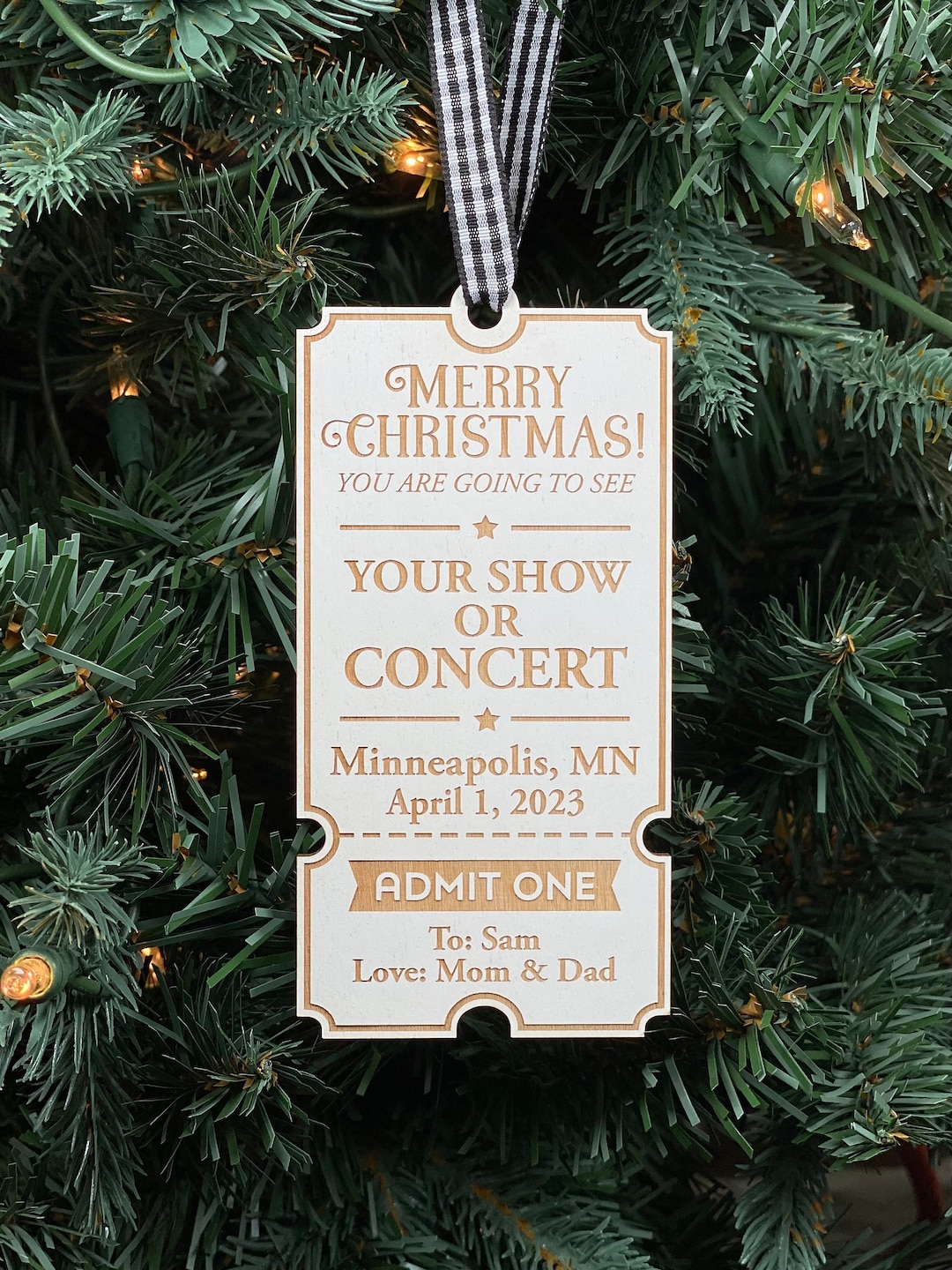 Custom Admit One Ticket Ornament | Ticket Ornament | Personalized Event ...