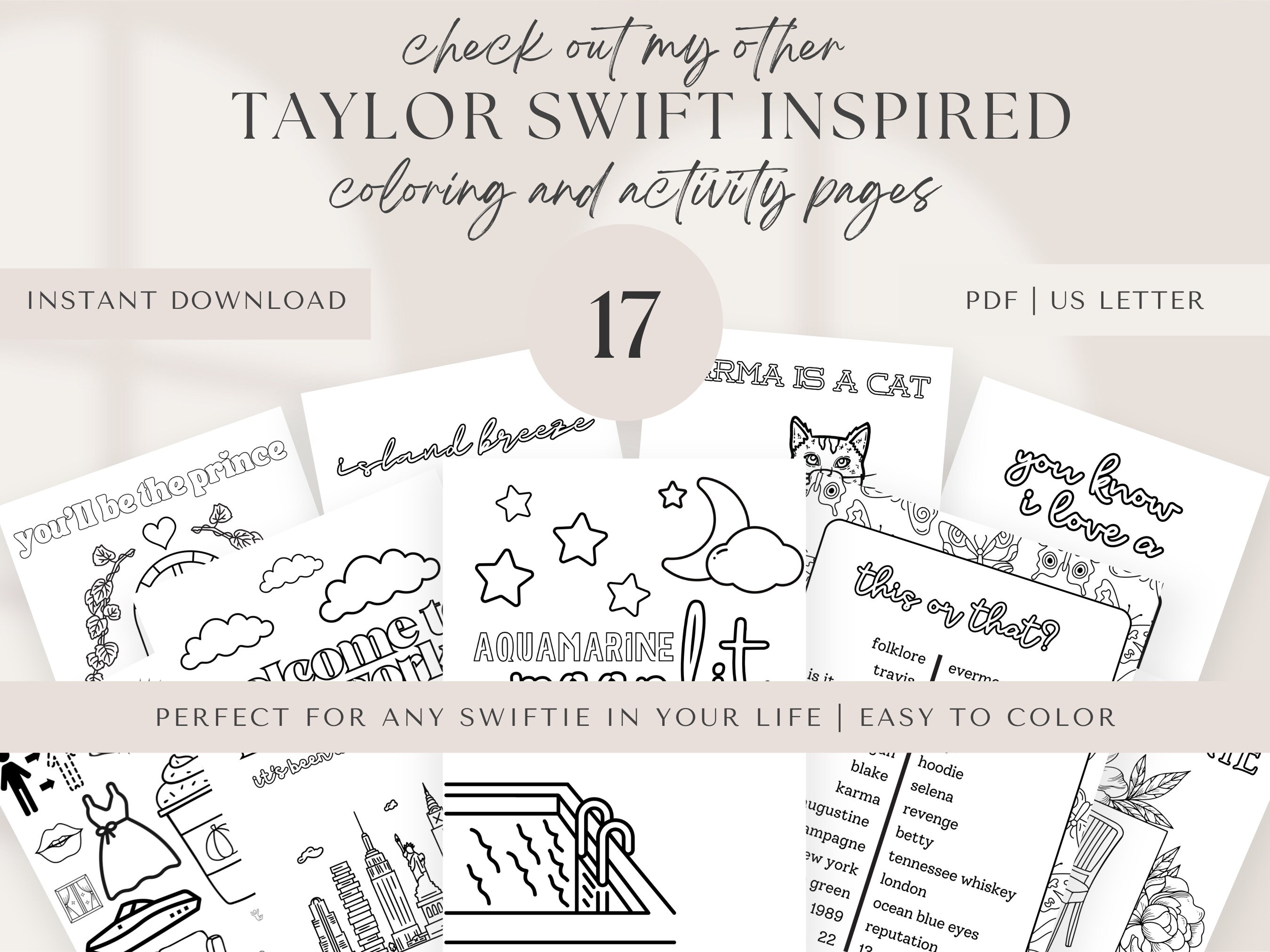 Tortured Poets Department Taylor Swift Inspired Coloring Book, Activity ...