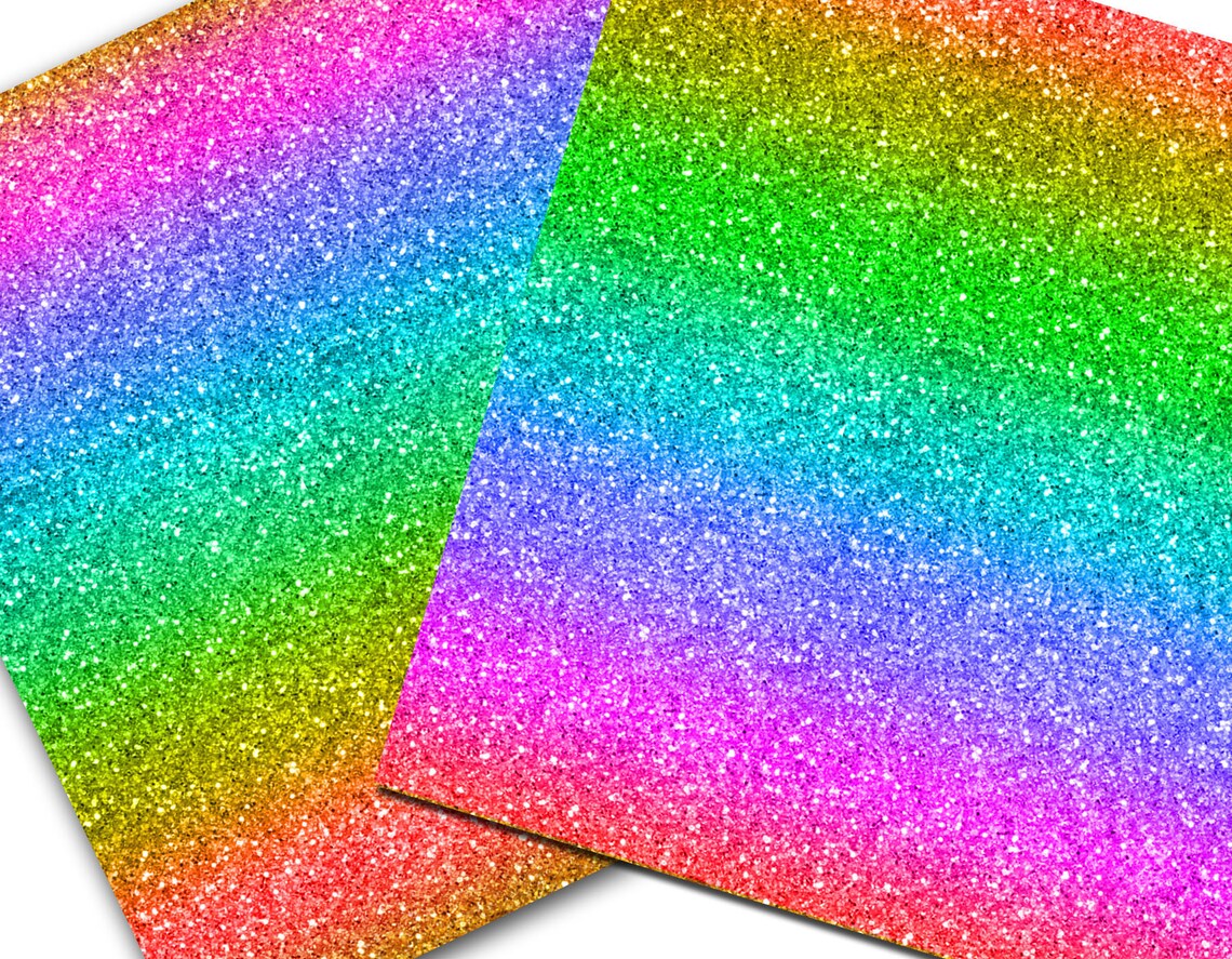 Rainbow glitter digital papers multi colored ombre glitter | Etsy