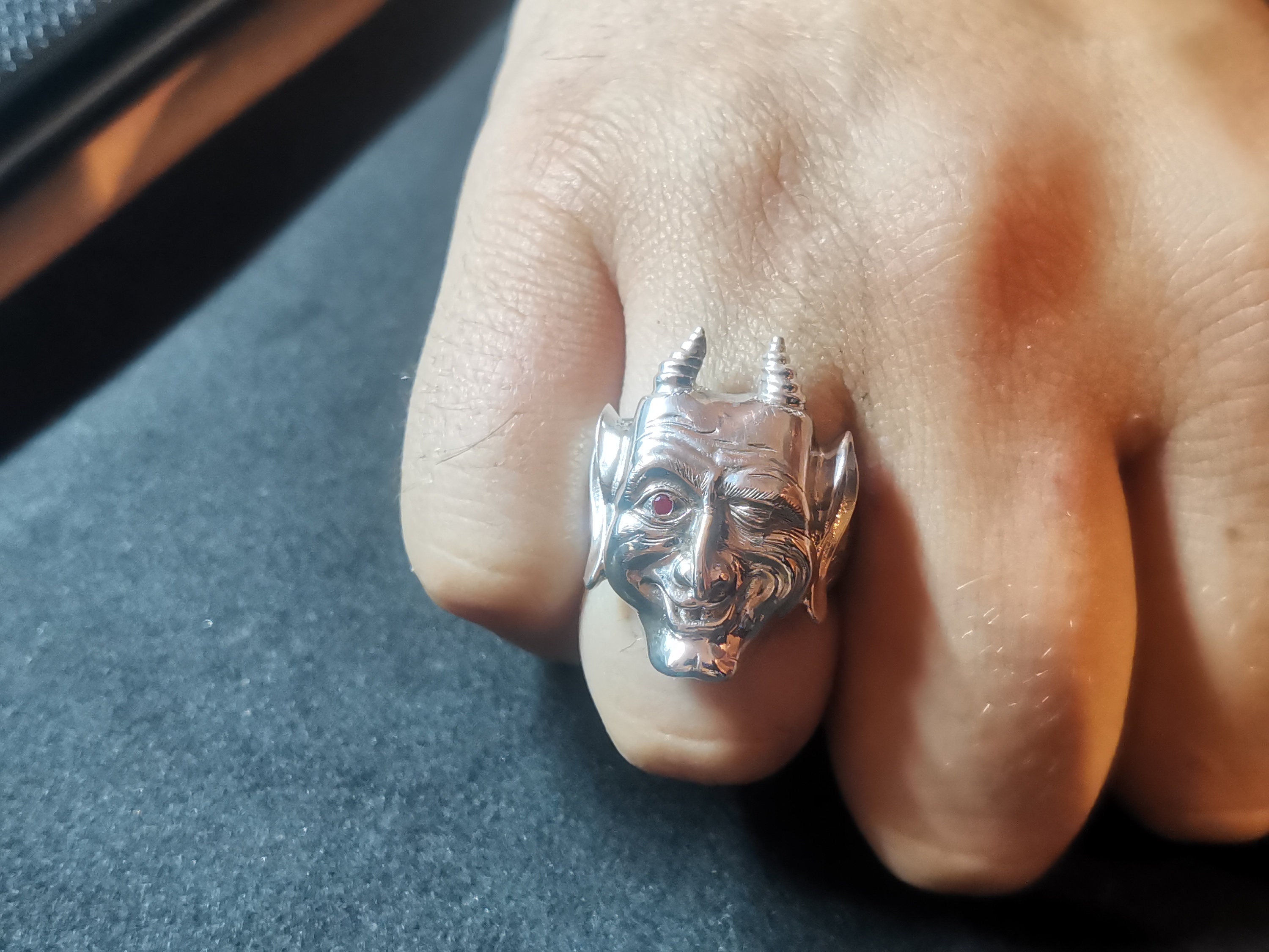 Silver Devil Ring Demon Mask Sterling Silver Devil Ring | Etsy