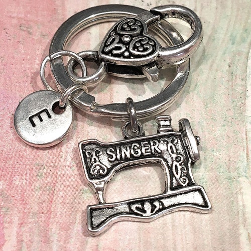 Sewing Machine Keychain Sewing Machine Gift Initial Keyring | Etsy