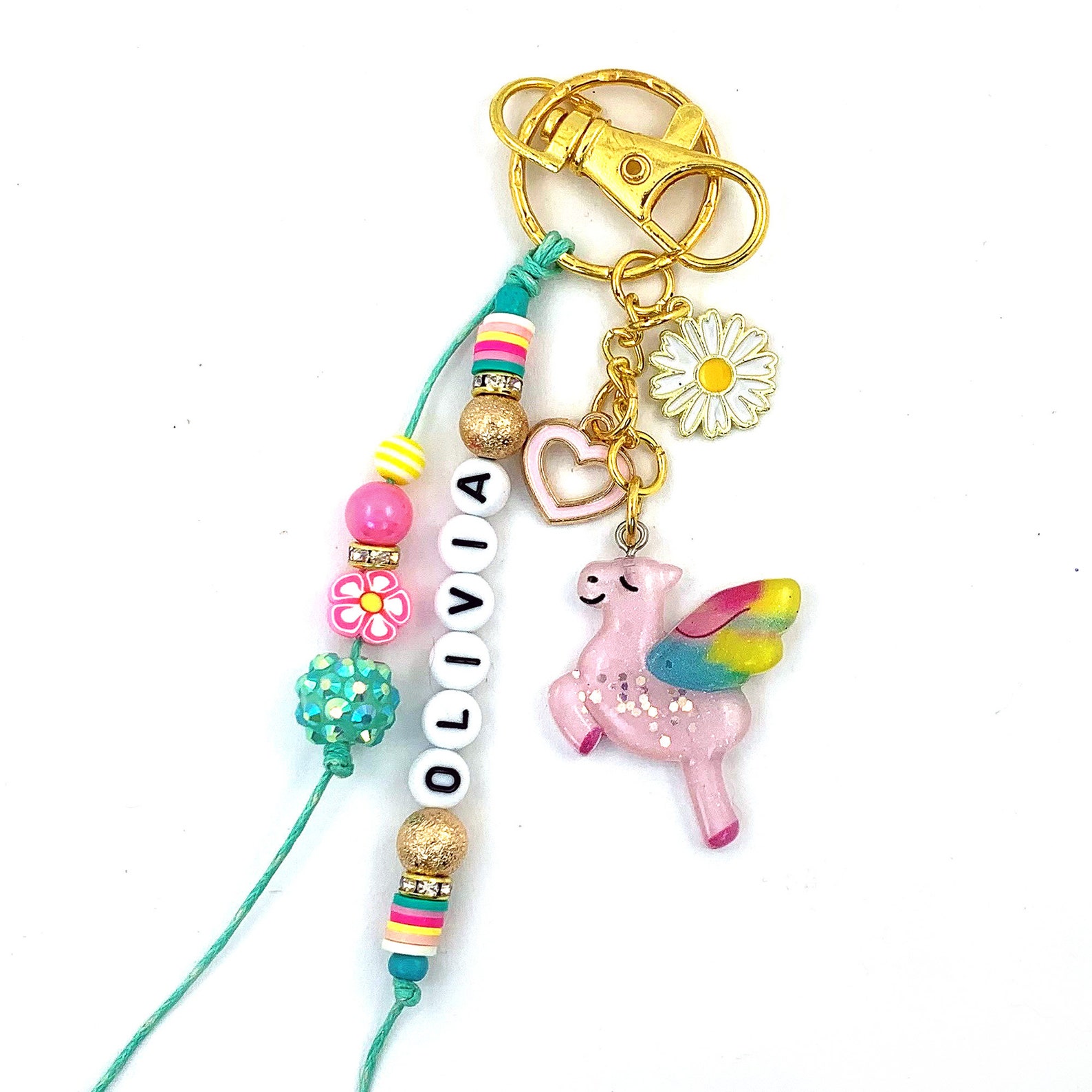 Unicorn Keychain, Unicorn Name Tag, Personalized Name Key Chain, Zipper ...