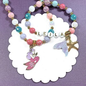 Personalized Mermaid Necklace Set, Beaded Necklace and Bracelet Set ...