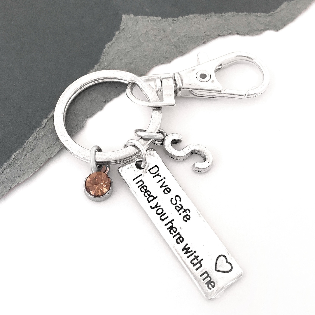 Driver Keychain, Drive Safe Key Chain, New Driver Gift, Initial Keyring ...